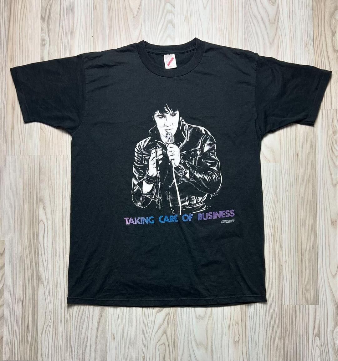 Band Tees × Screen Stars × Vintage 1987 Elvis Presley Taking care of business screen Star | Grailed