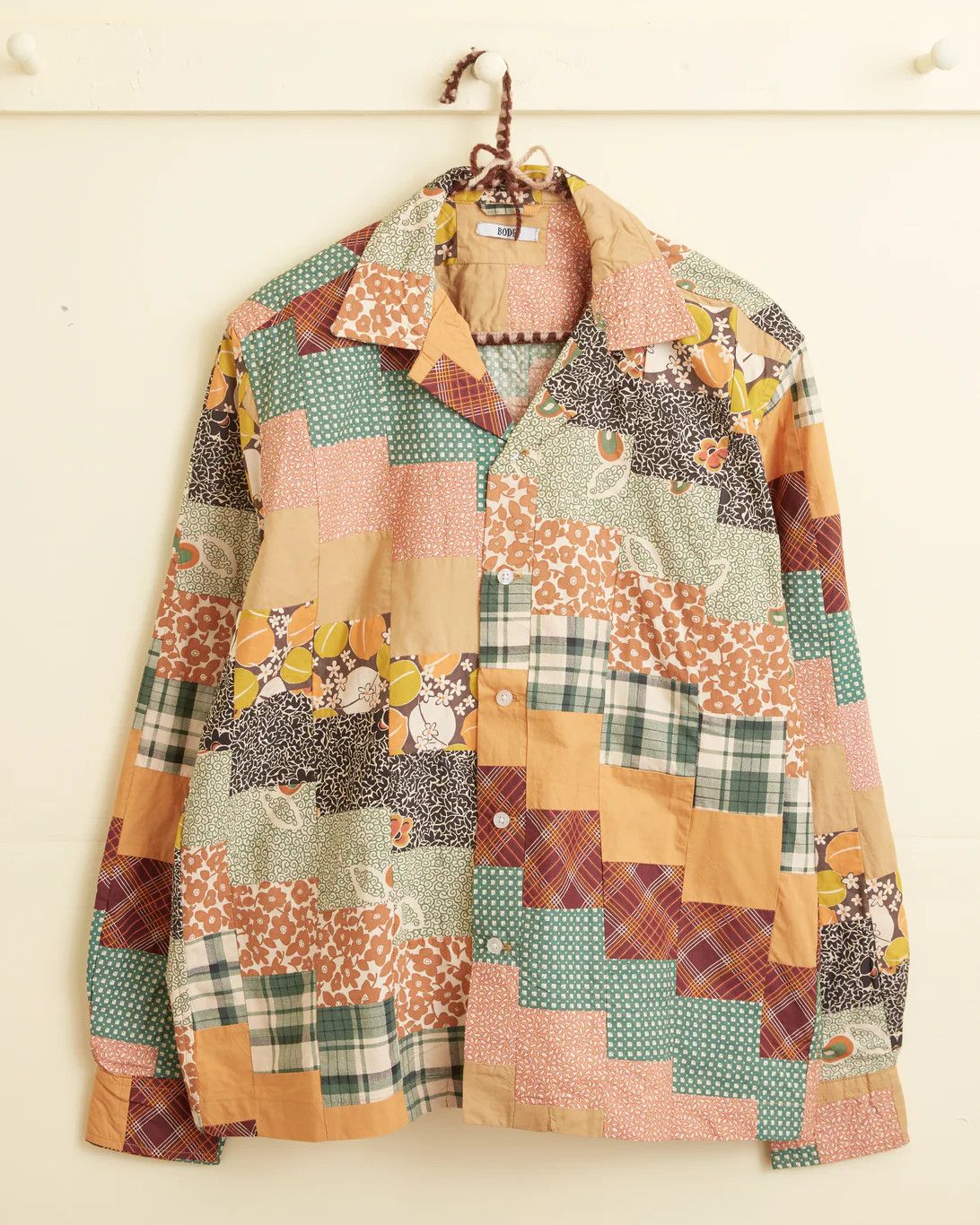 Bode 💚 FW22 Bode Multicolor Diagonal Square Patchwork Shirt | Grailed