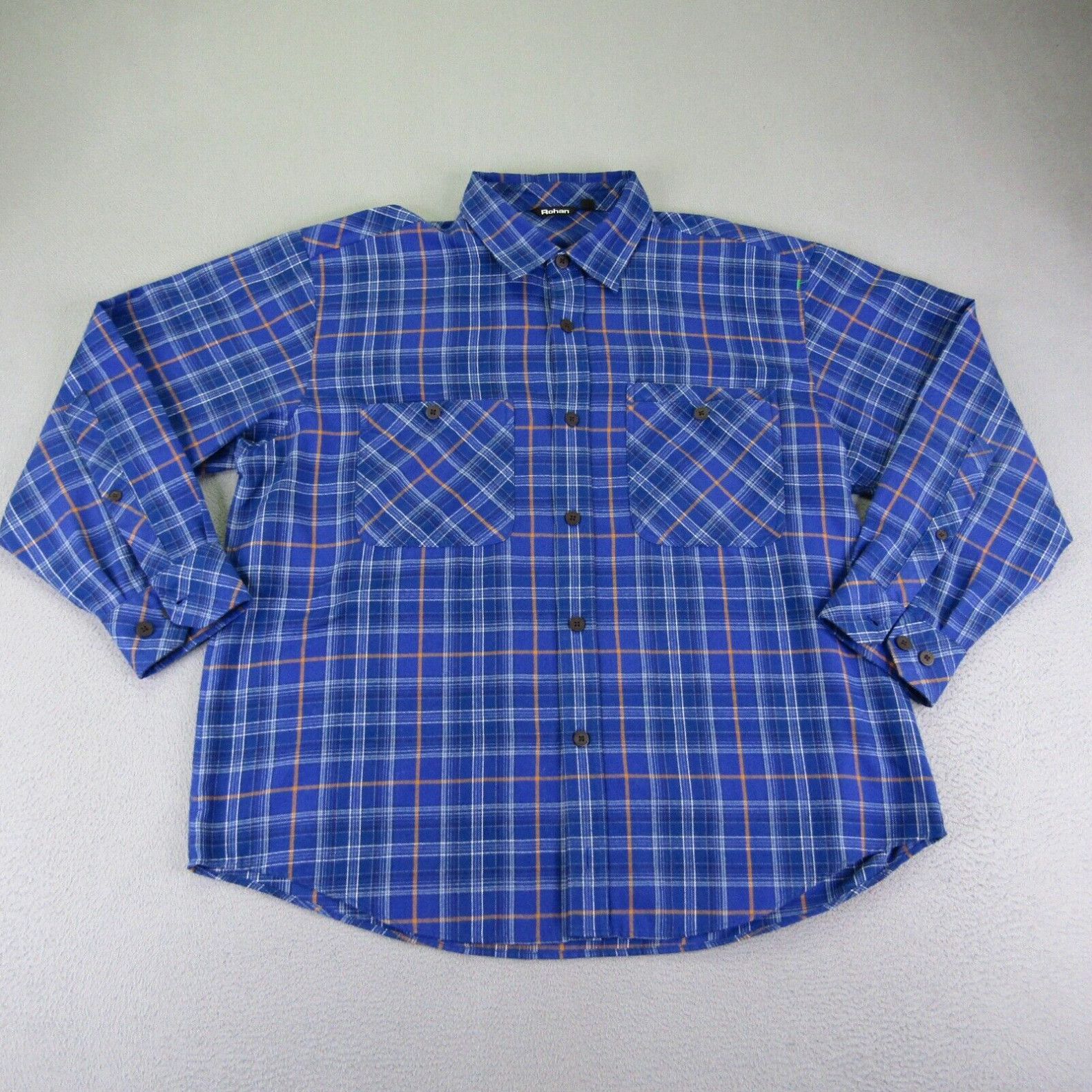 Vintage Rohan Shirt Mens Extra Large Blue Plaid Flannel Outdoors ...