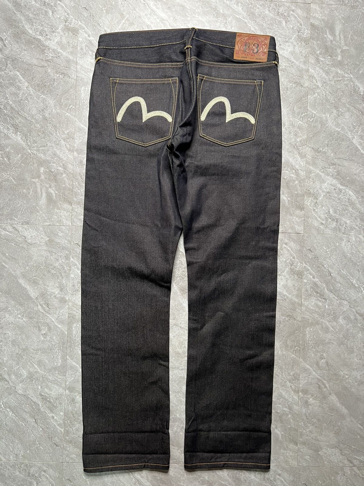 Evisu Evisu Lot 2008 Embroidered Seagull Wide Leg Selvedge Jeans | Grailed