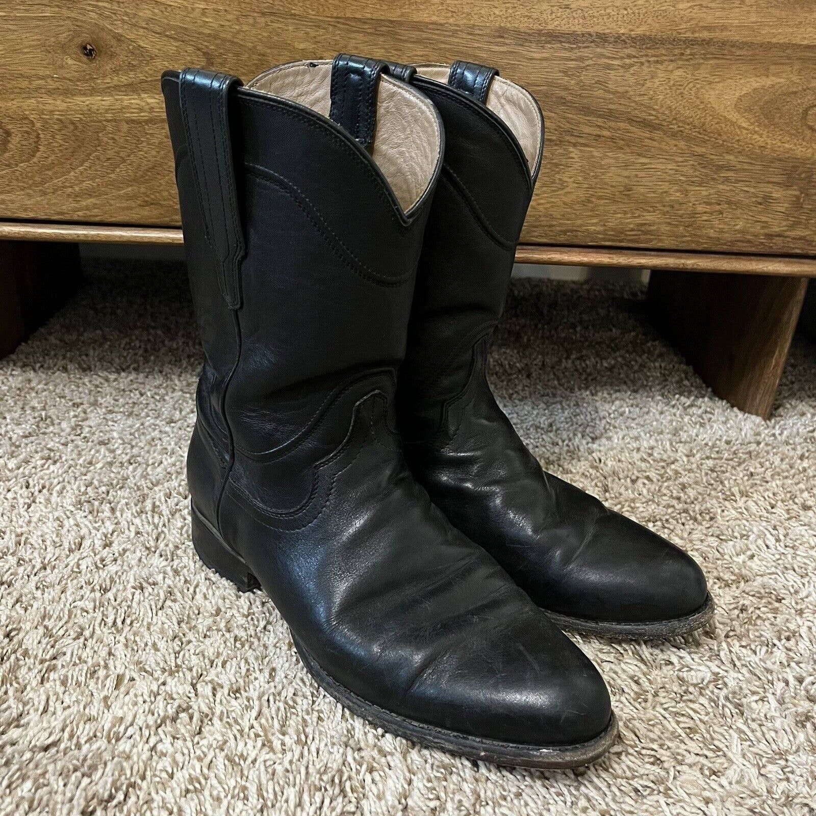 Streetwear × Tecovas The Earl Midnight Black Leather Calfskin Roper ...