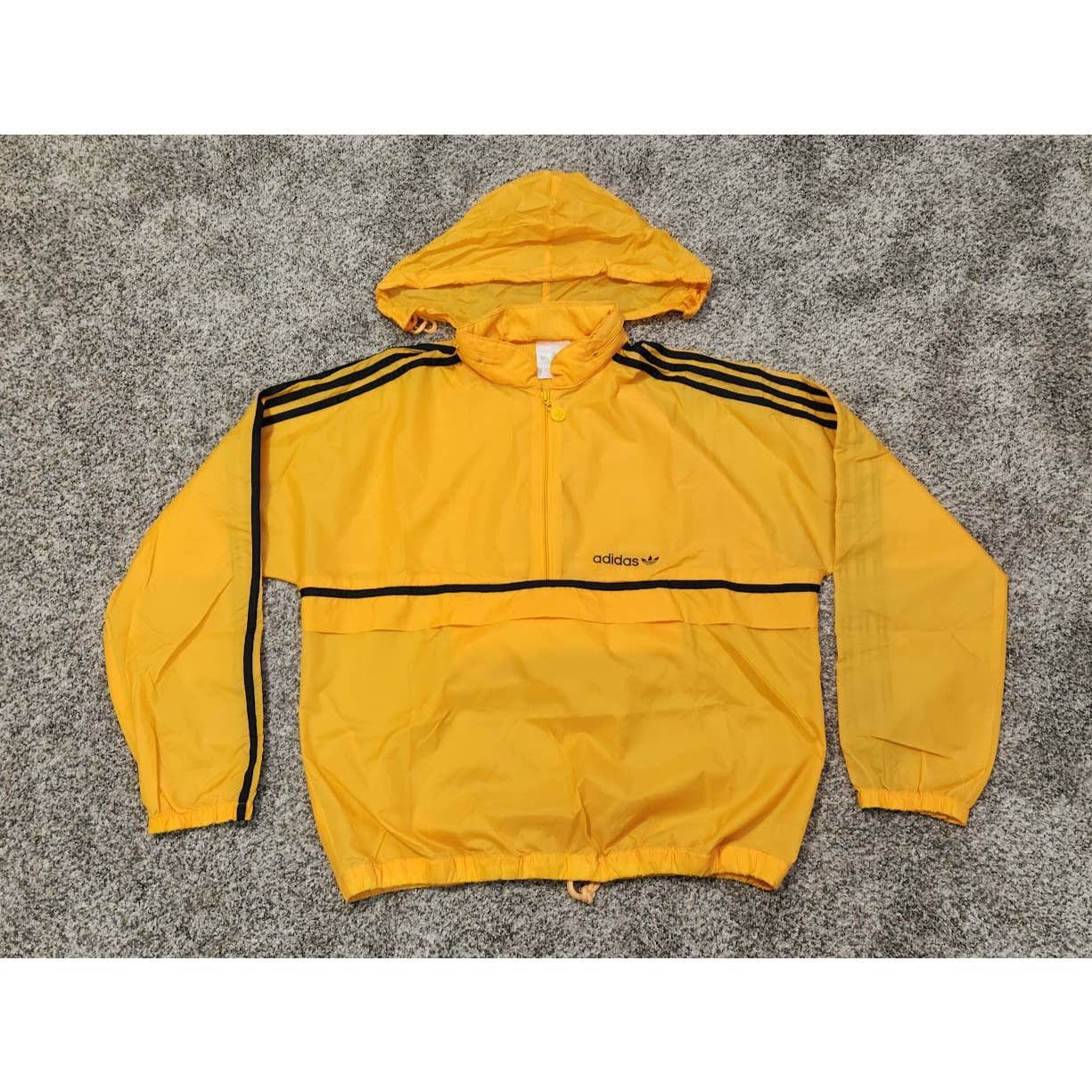 Adidas × Vintage Vintage 80s Adidas Trefoil Yellow Anorak Windbreaker ...