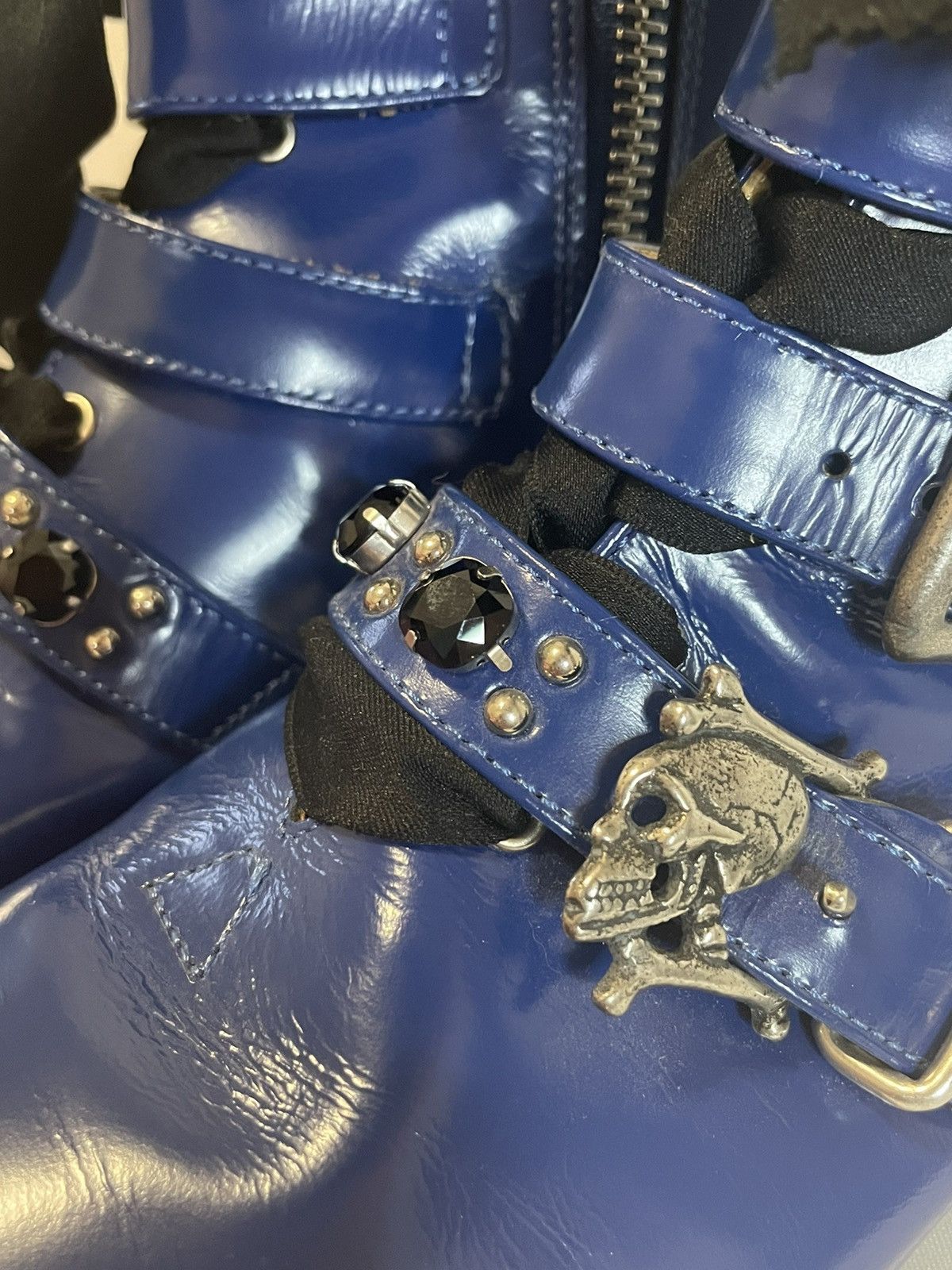 Undercover SS16 Evil Clown Jewel Skull Studded Ribbon Patent Boots ...