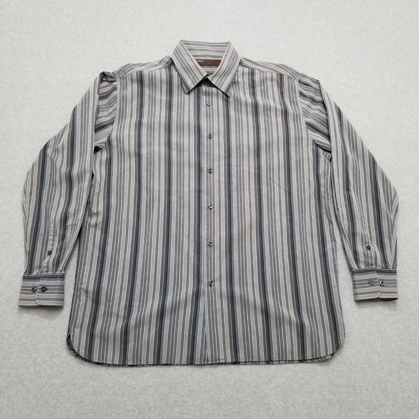 Perry Ellis Perry Ellis Shirt Mens Large Striped Button Up Long Sleeve ...