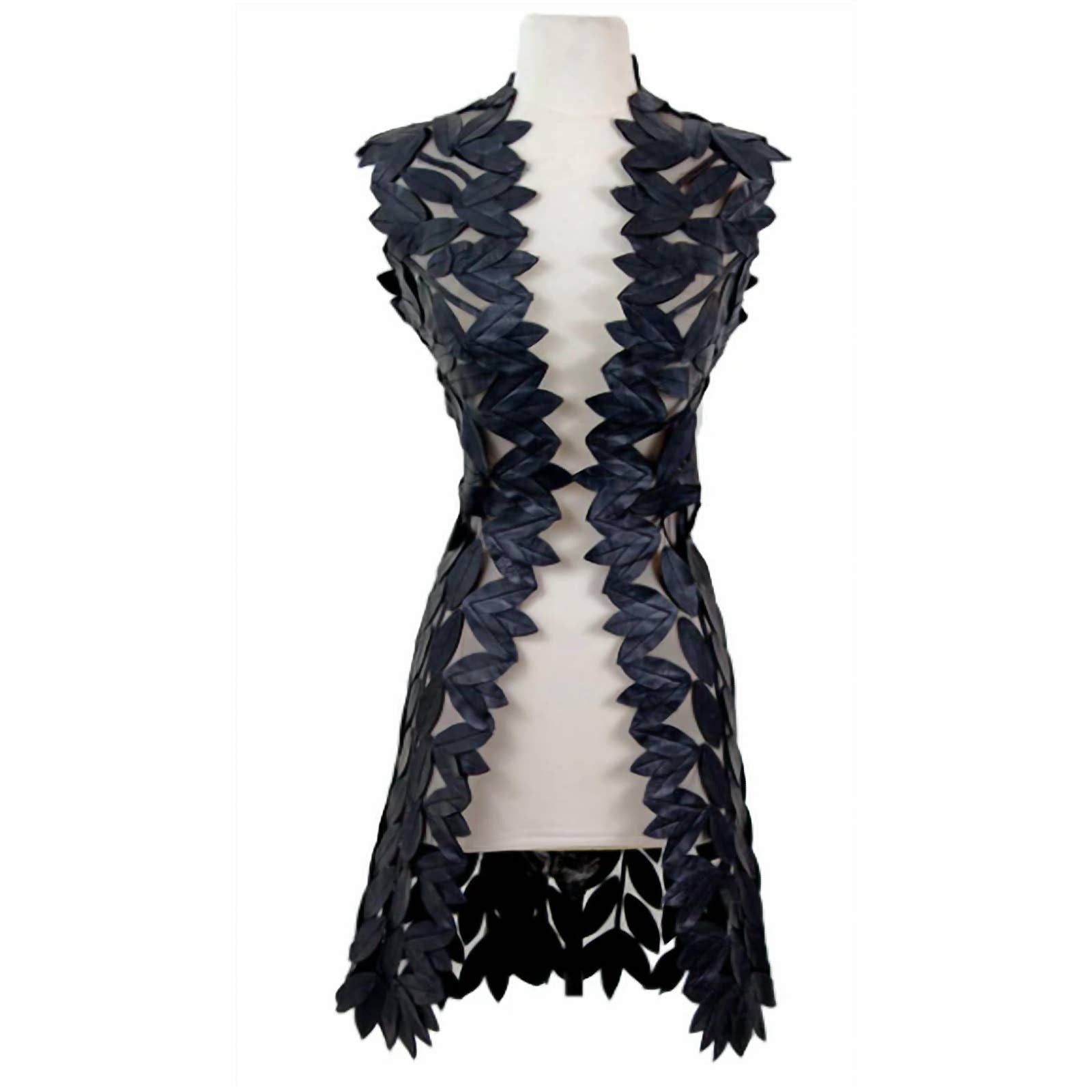 Deakin & Francis BELGIN FRANCIS Leather Leaf Long Vest In Black | Grailed