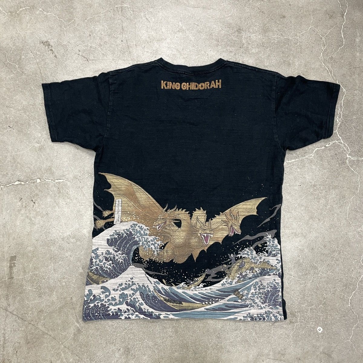 Streetwear × Vintage King ghidorah Godzilla dragon wave tsunami shirt ...