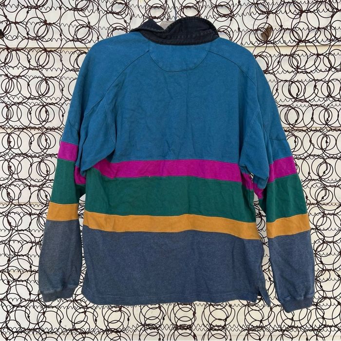 Vintage Vintage 90s color block stripe long sleeve polo shirt | Grailed