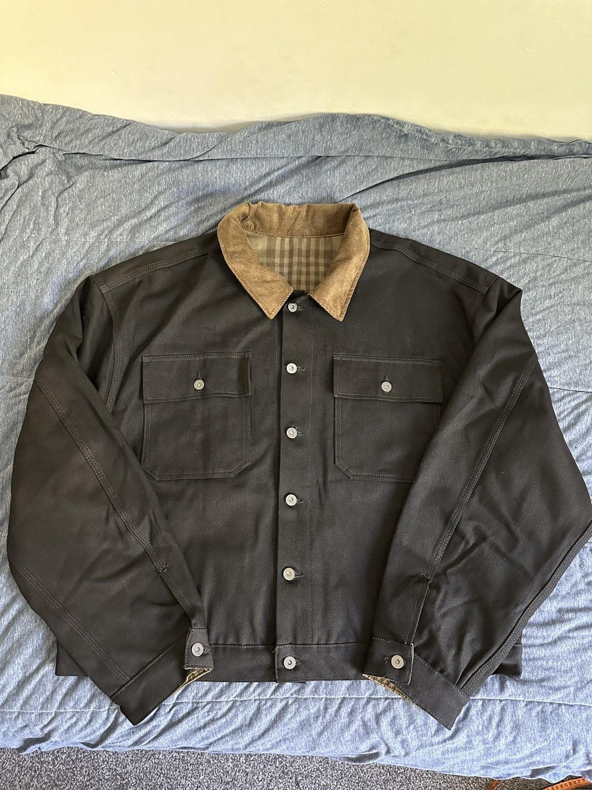 Kanye West × Yeezy Yeezy Season 6 SAMPLE Black Raw Denim Jacket | Grailed