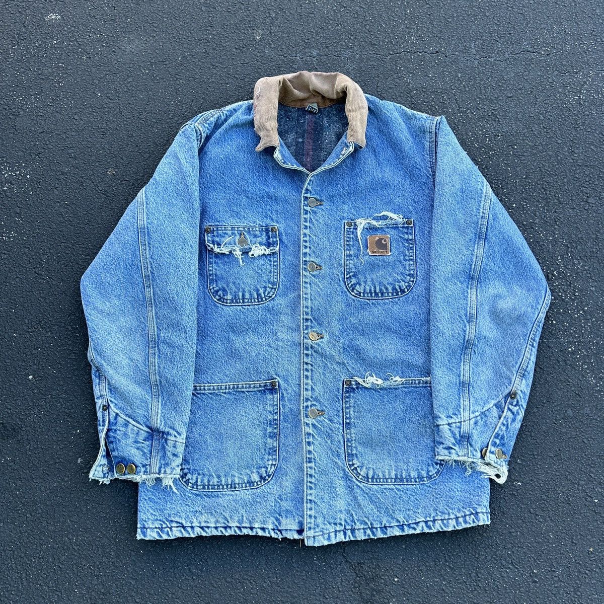 Carhartt × Streetwear × Vintage Crazy vintage 90’s denim blanket lined blue carhartt chore ...
