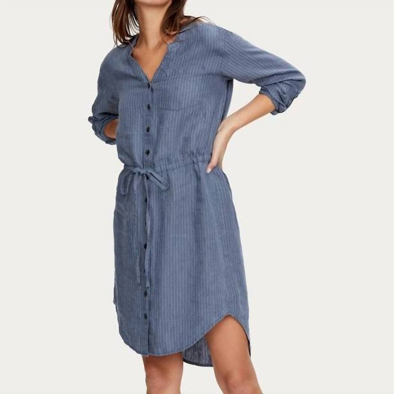 Michael Stars Leann Striped Shirt Dress In Lake | Grailed