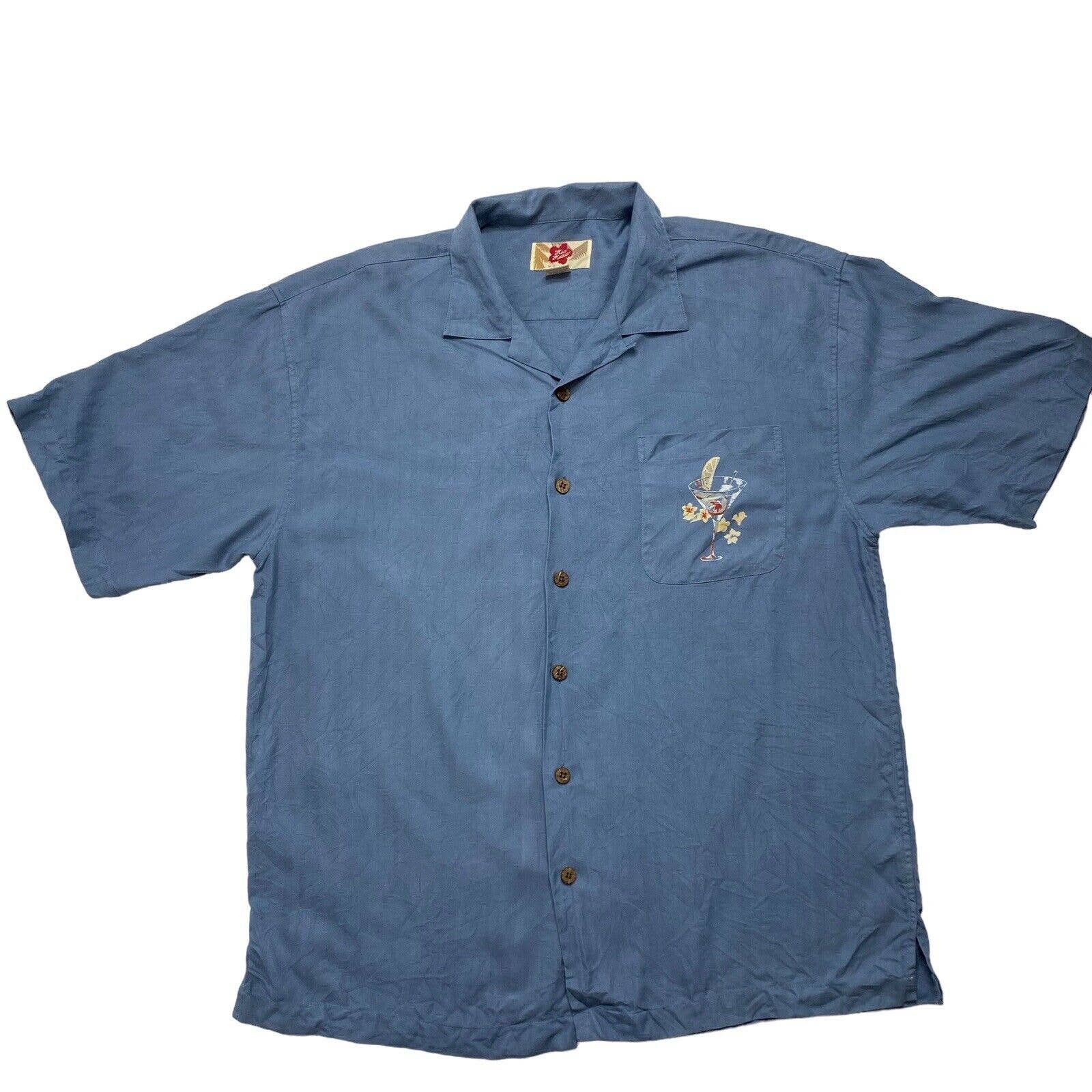 Hilo Hattie HILO HATTIE Blue Painted Silk Shirt Mens Medium Tropical ...