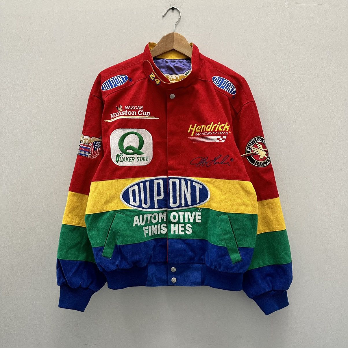 Vintage Vintage 1990s Jeff Hamilton Rainbow DuPont Racing Jacket | Grailed