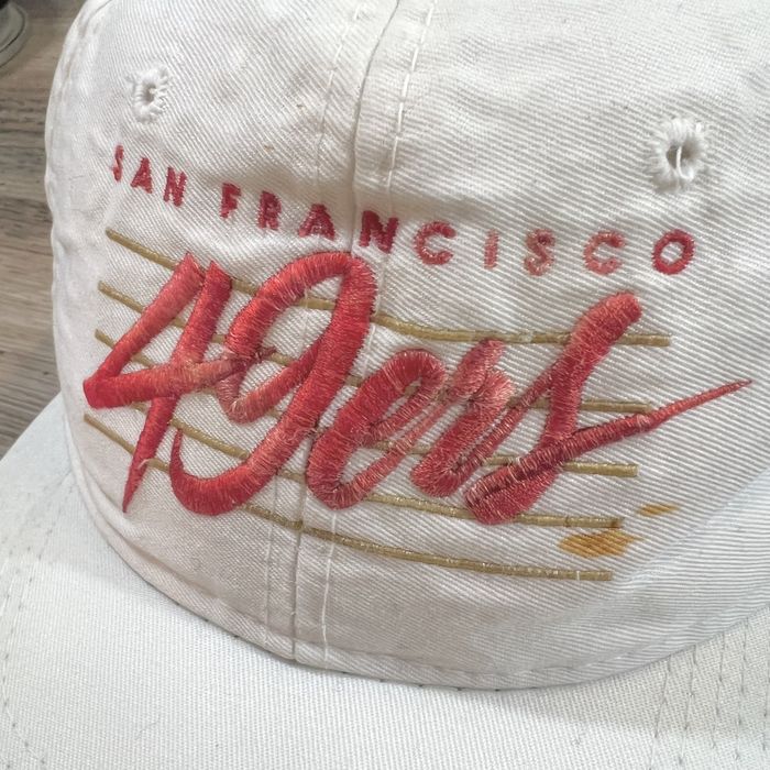 Vintage Rare 90s White San Francisco 49ers Script Snapback Hat | Grailed