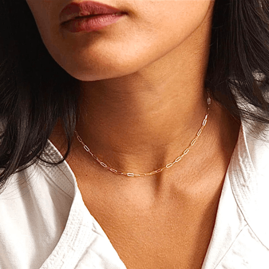 Handmade 14k Solid Gold paperclip necklace | 1.5mm Thikcness | 18 ...