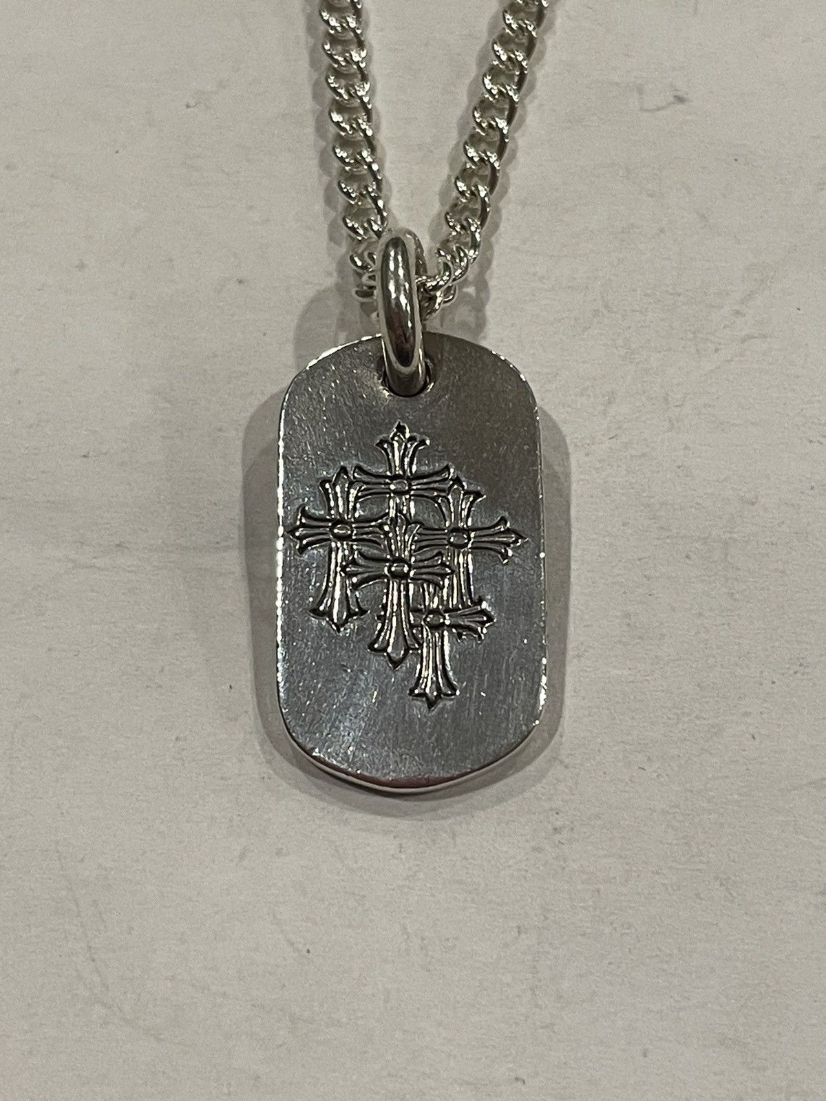 Chrome Hearts Chrome Hearts Cemetery Cross Logo Dog Tag Chain Necklace ...