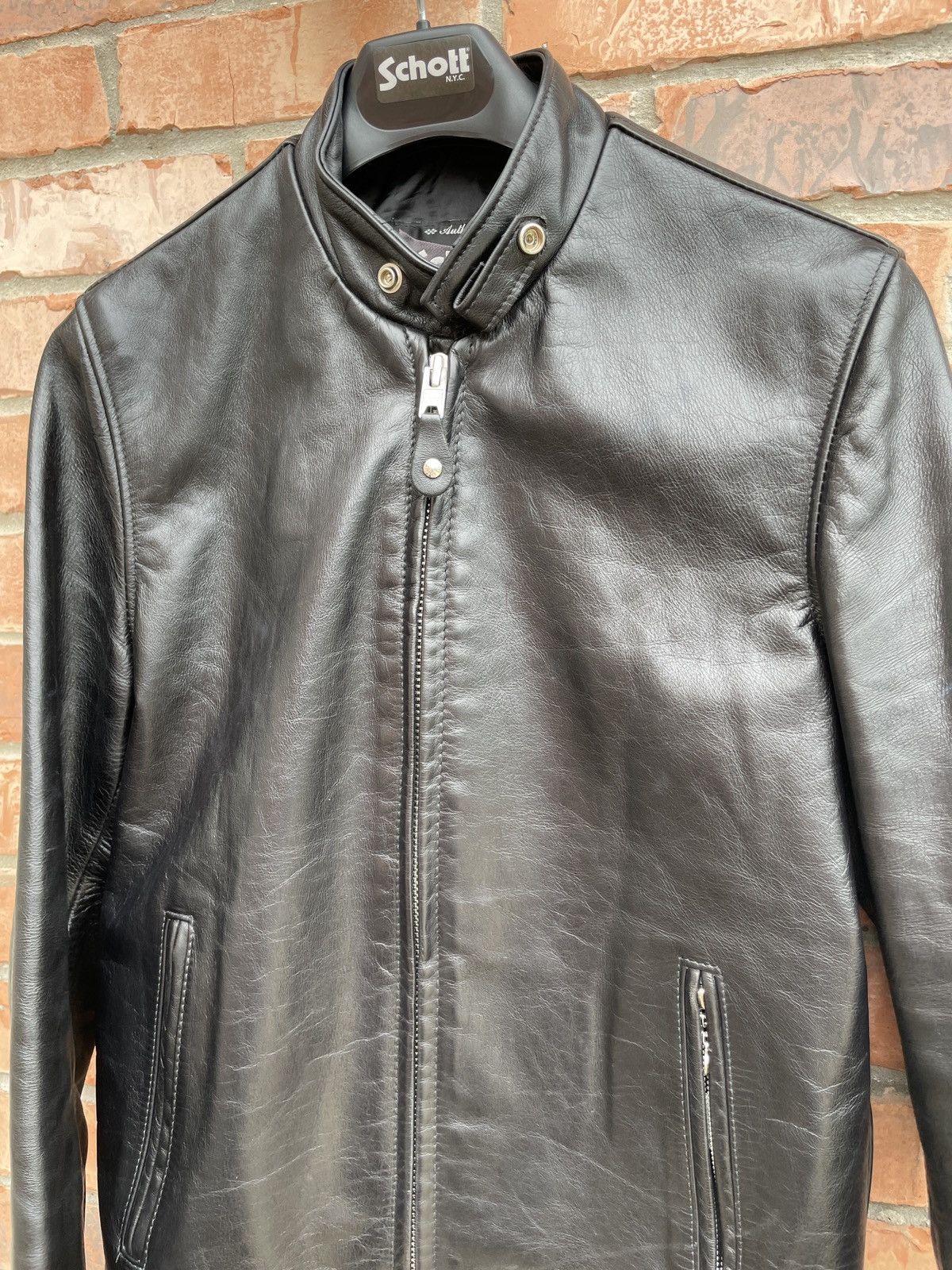 Schott Cafe racer leather jacket black 654 model | Grailed