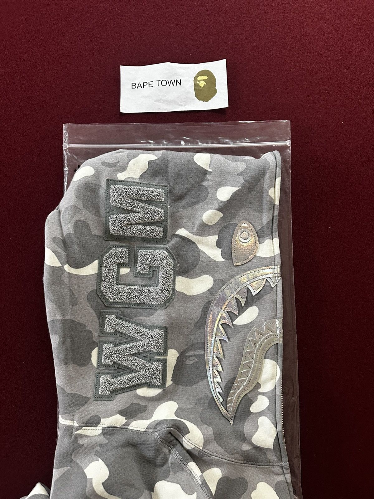 Bape CITY CAMO FULL ZIP SHARK HOODIE (GREY) (GLOW IN THE DARK) | Grailed