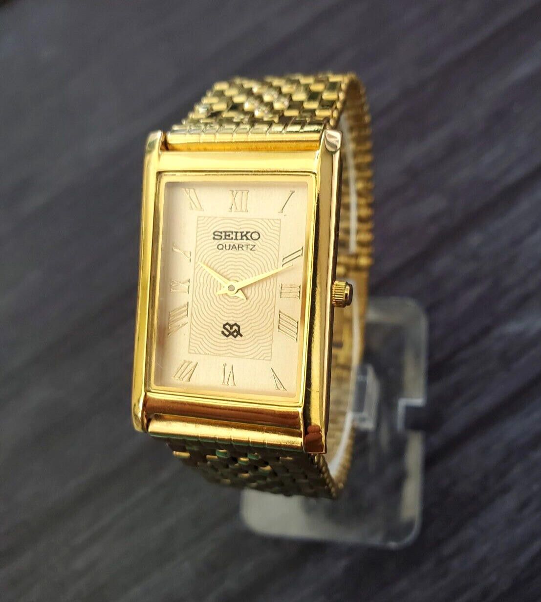 Seiko Vintage Seiko Tank Champaign Dial Milanese band Mens Watch | Grailed