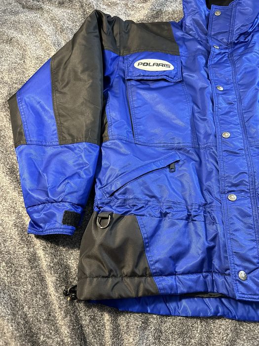 Vintage Vtg 90s Polaris Snowmobile Racing Jacket Blue Satin Finish ...