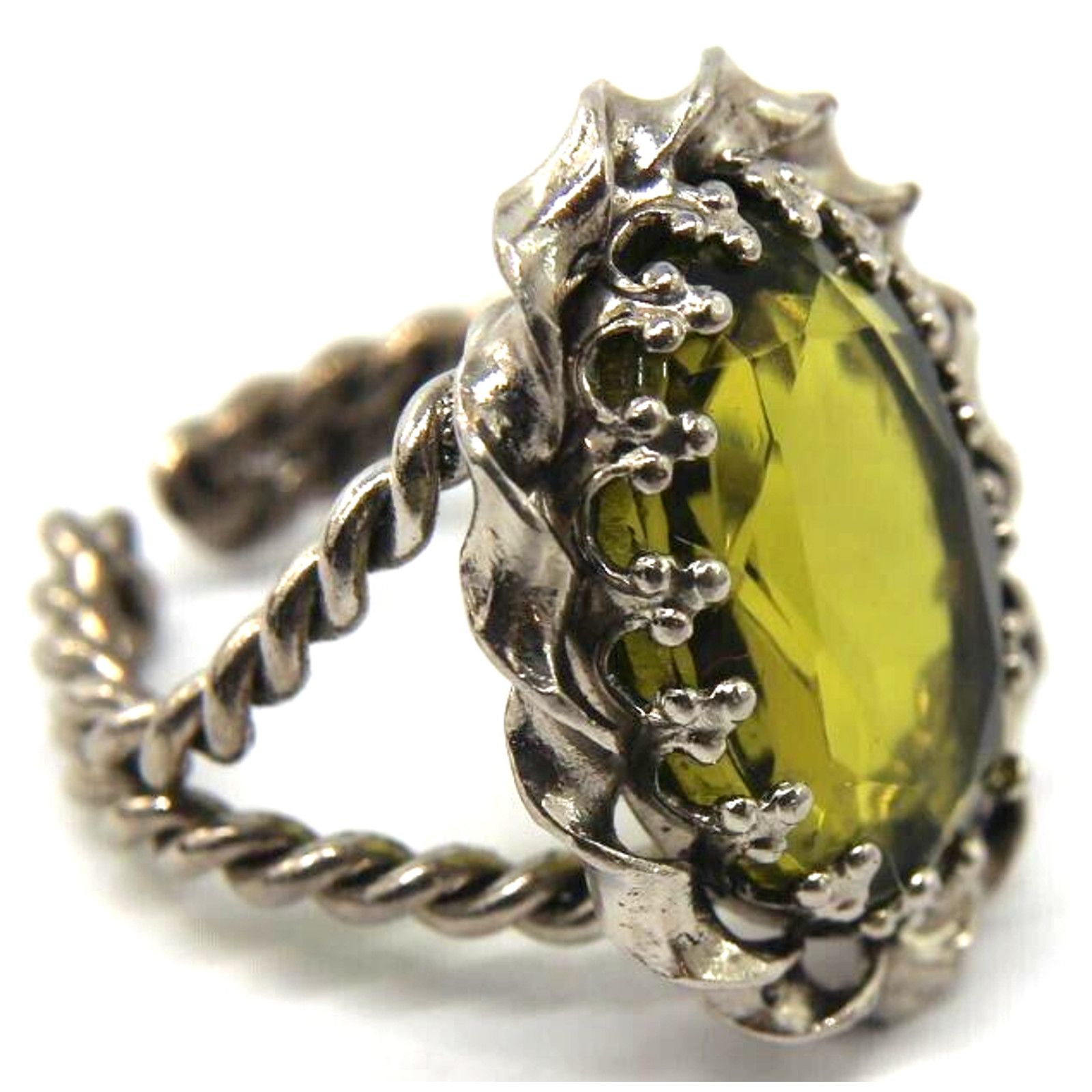 Other Vintage Historic West Germany Ring •Oval Peridot Green Glass ...