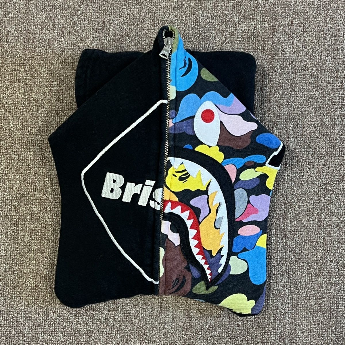 Bape × F.C.R.B Bape X F.C.R.B Camo Shark Zip Up hoodie | Grailed