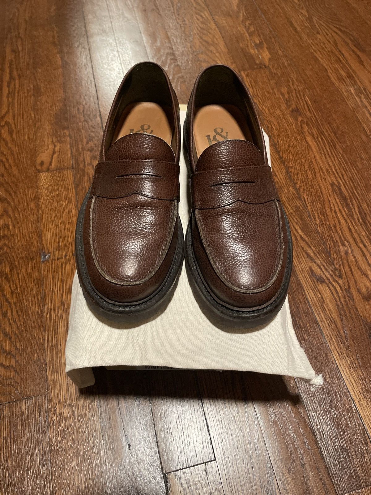 Blackstock & Weber Chocolate Pebble Leather Ellis Loafer Lug Sole Sz 8 ...