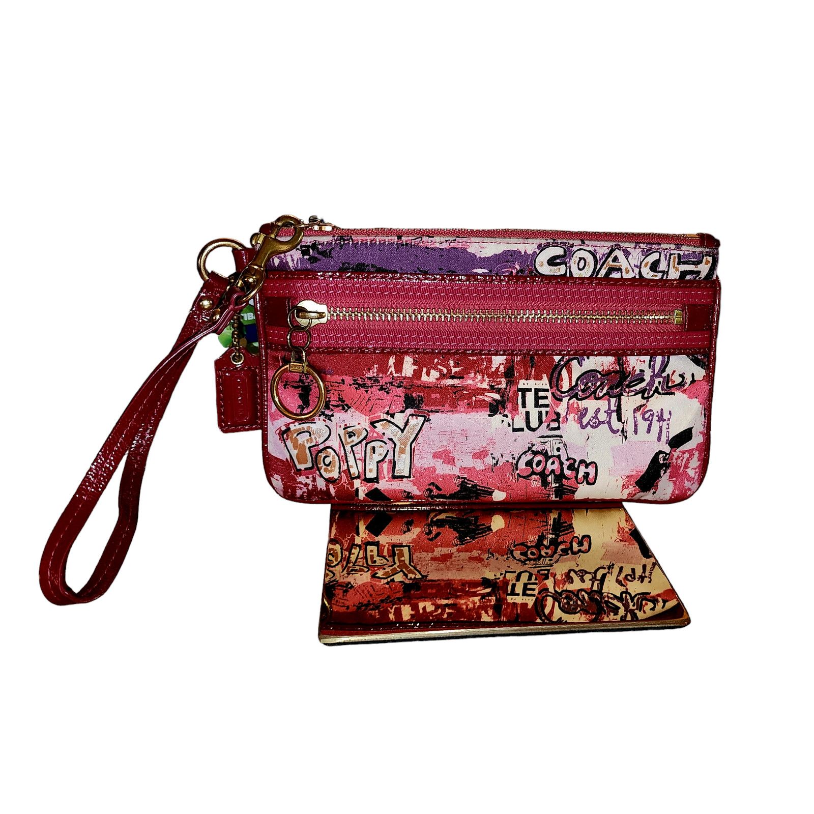 Coach Vintage Rare Coach Poppy Wall Graffiti Wristlet Pink & Gold | Grailed