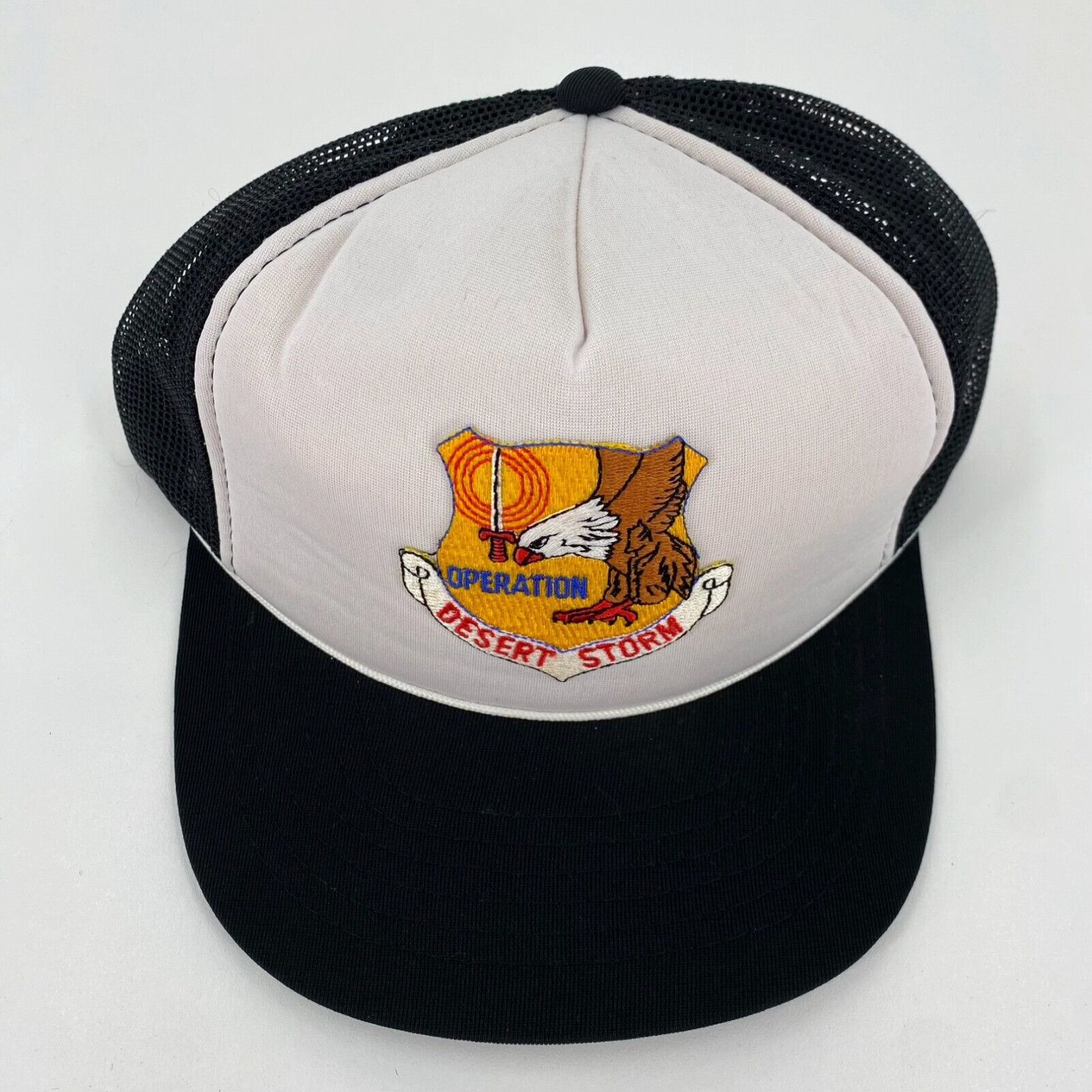 Vintage YA Snapback Hat Men's M/L Black White Operation Desert Storm ...