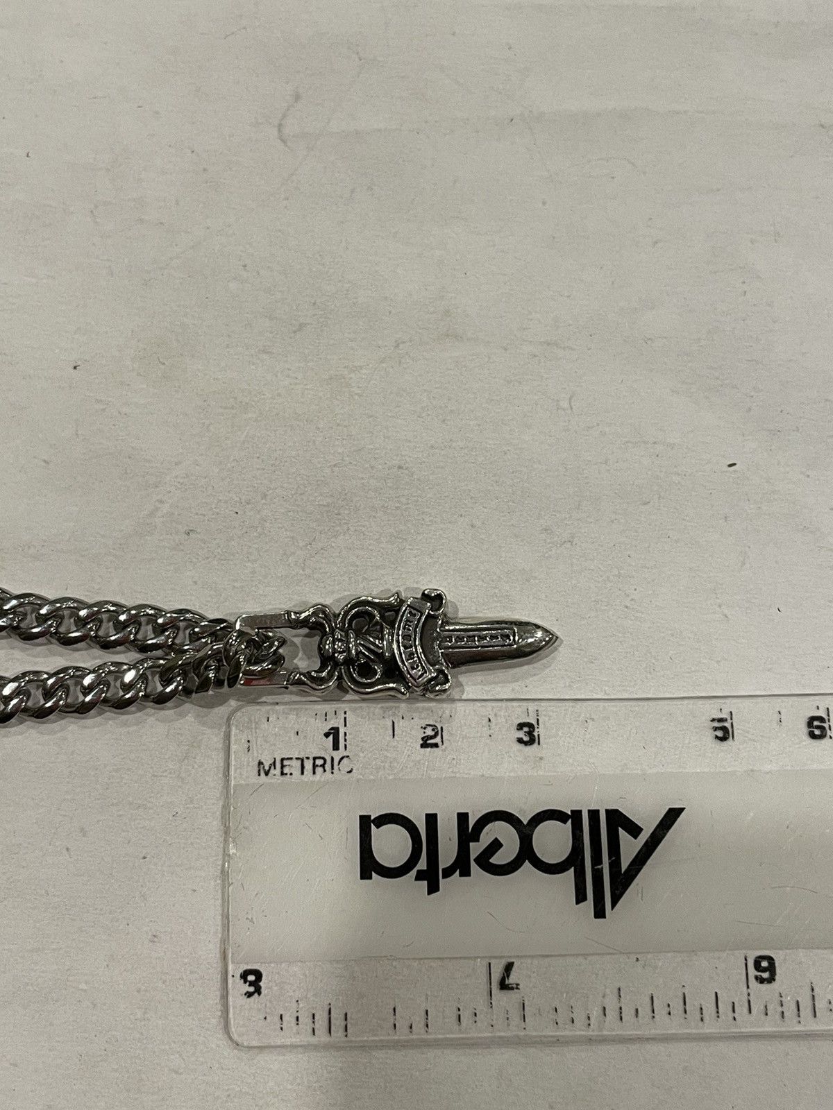 Chrome Hearts Chrome Hearts Dagger Pendant Silver Cuban Chain Necklace ...