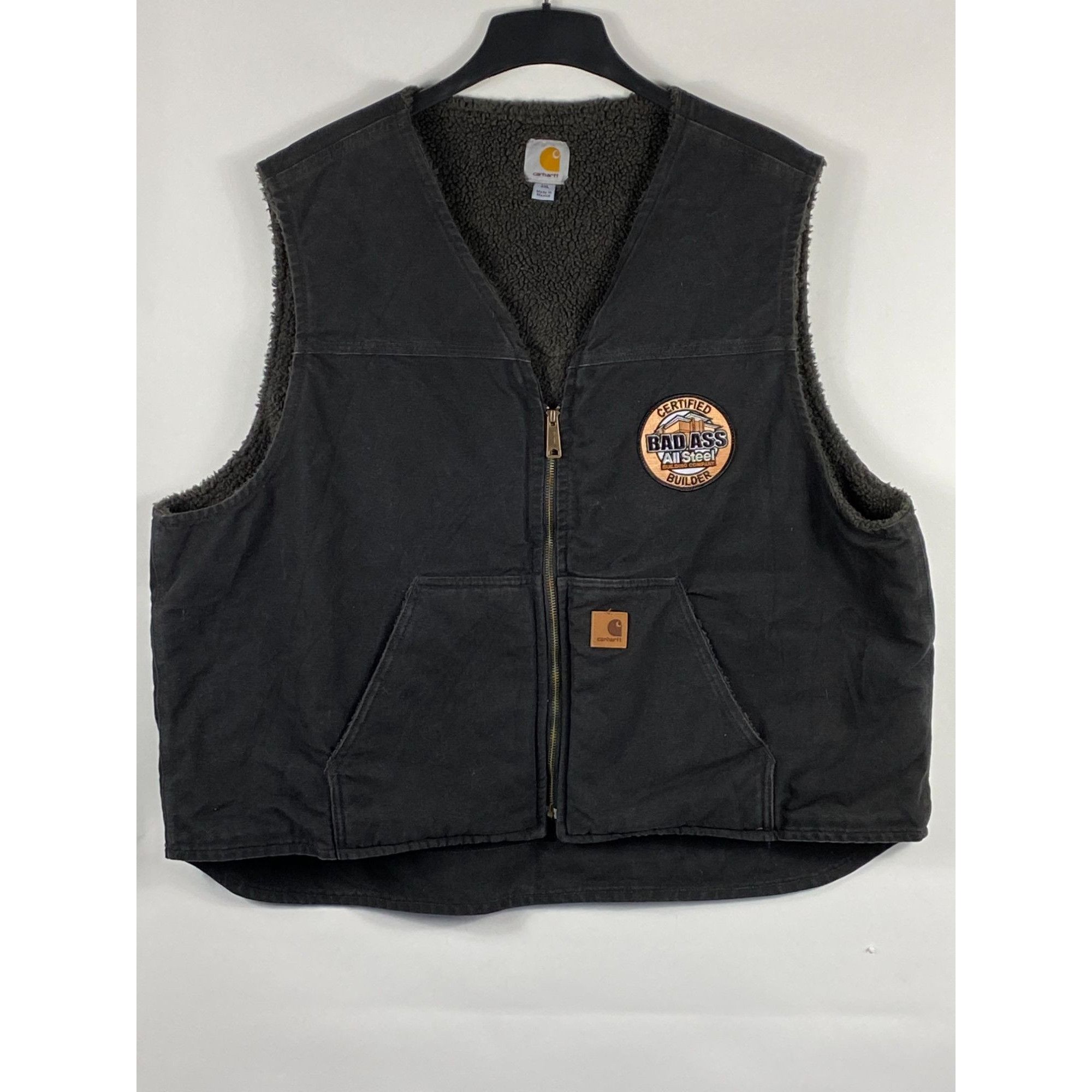 Carhartt Vintage Carhartt V26 Sherpa Lined Patched Workwear Vest Blac | Grailed