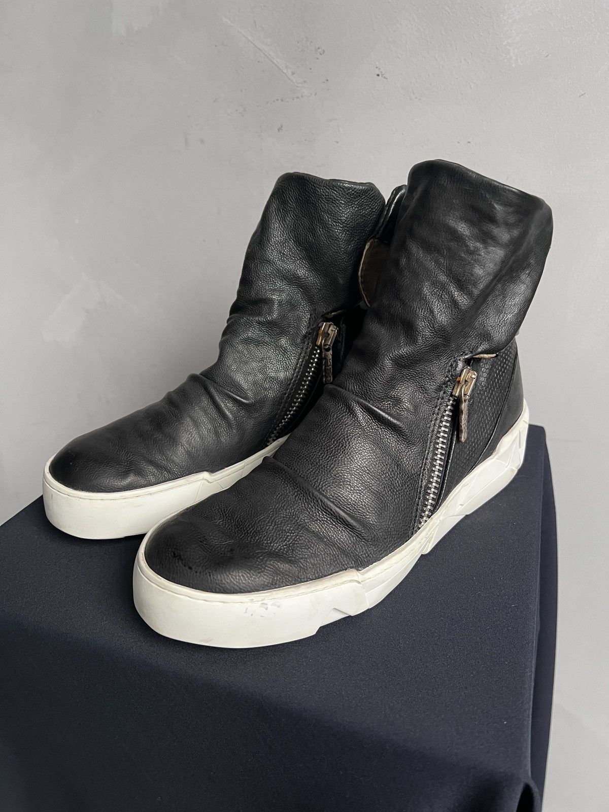 A.S.98 Guidi style zipper leather shoes boots avant garde 90s moto ...