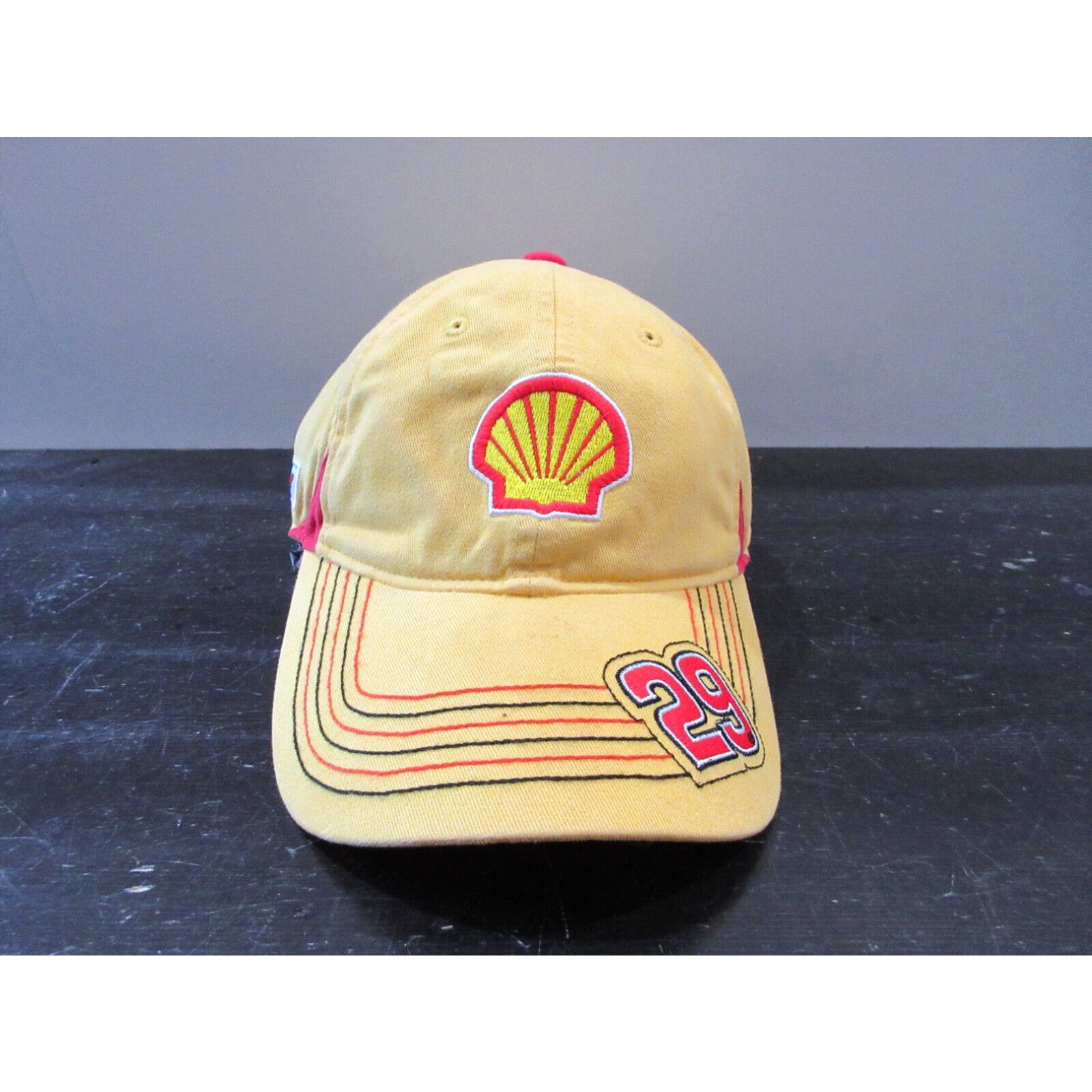 Vintage Nascar Hat Cap Strap Back Yellow Red Shell Racing Kevin Harvick ...