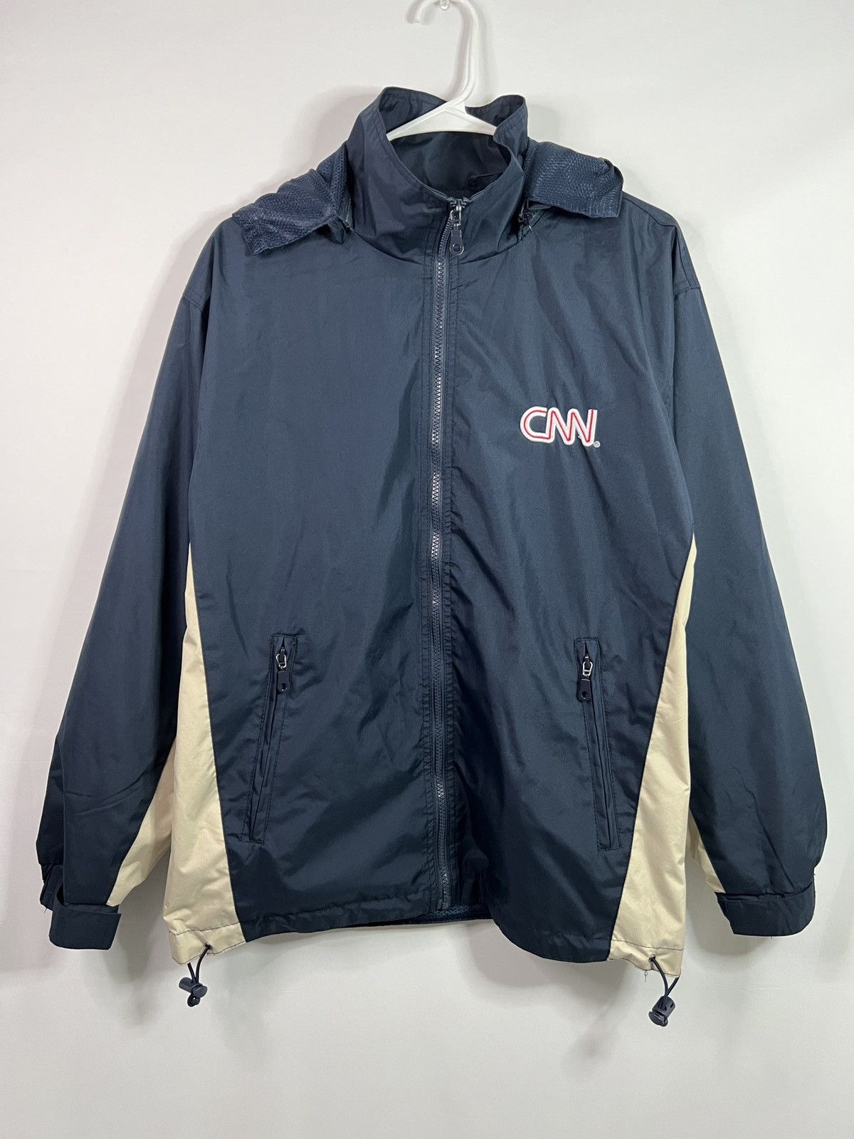 Vintage CNN Weatherproof Zip Up Jacket W/ Removable Hood | Grailed