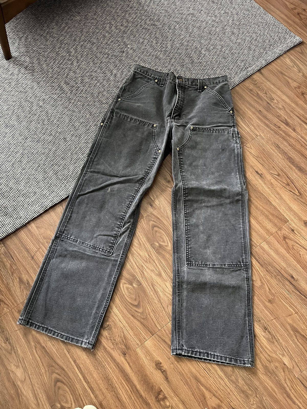Carhartt × Vintage Vintage Grey Double Knee Carpenter Denim Work Pants ...