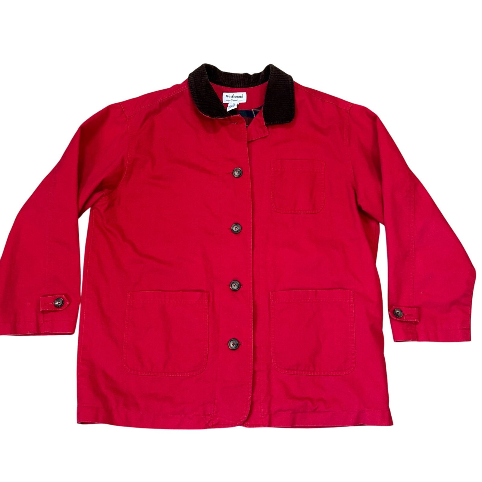 Vintage 90s Vintage Barn Jacket Chore Coat Cherry Red Plaid XL | Grailed