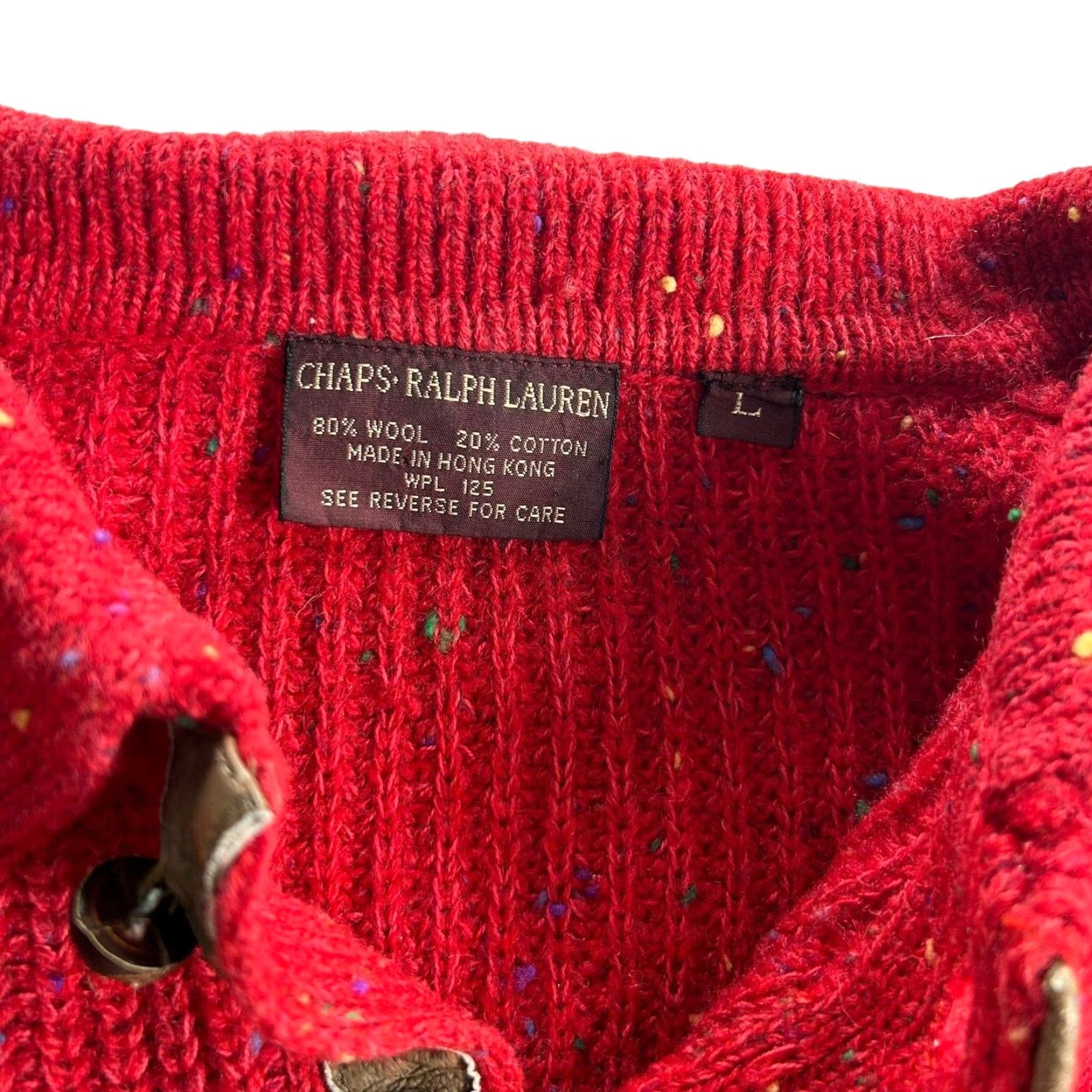 Chaps Polo Ralph Lauren Mens Wool Sweater Red Rainbow Flecks Large ...