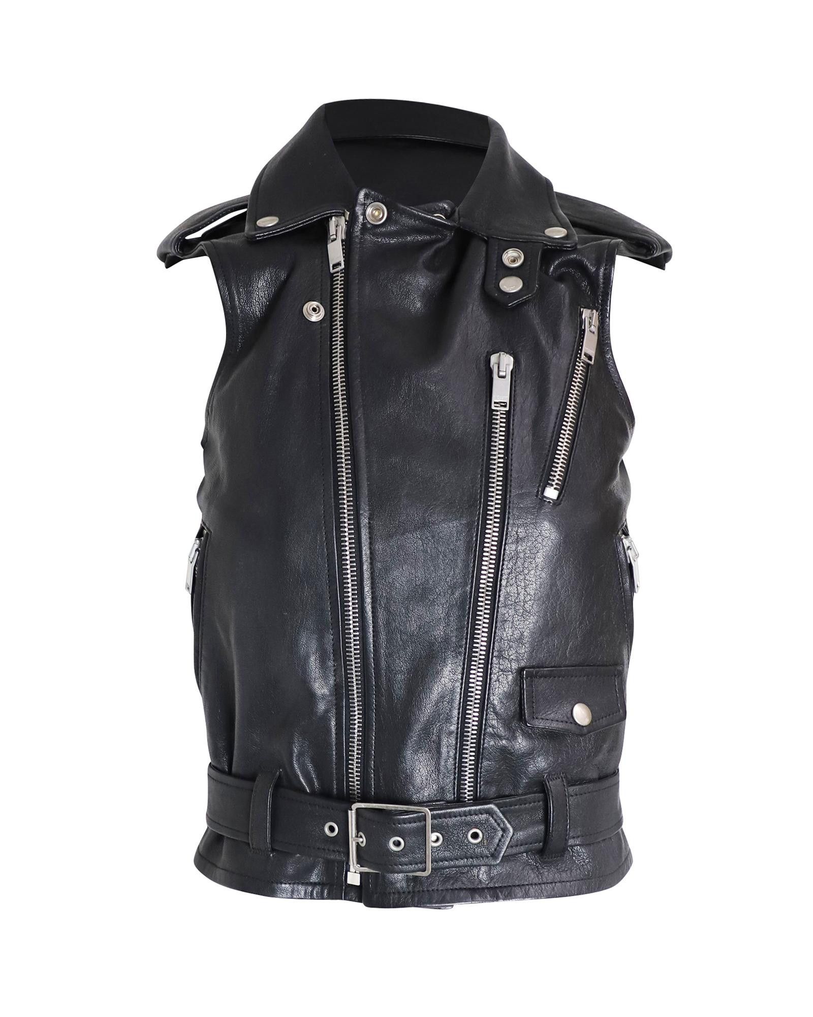 Saint Laurent Paris Saint Laurent Classic Sleeveless Motorcycle Jacket ...