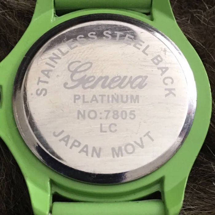 Geneva Ladies Geneva Platinum green silicone band watch | Grailed