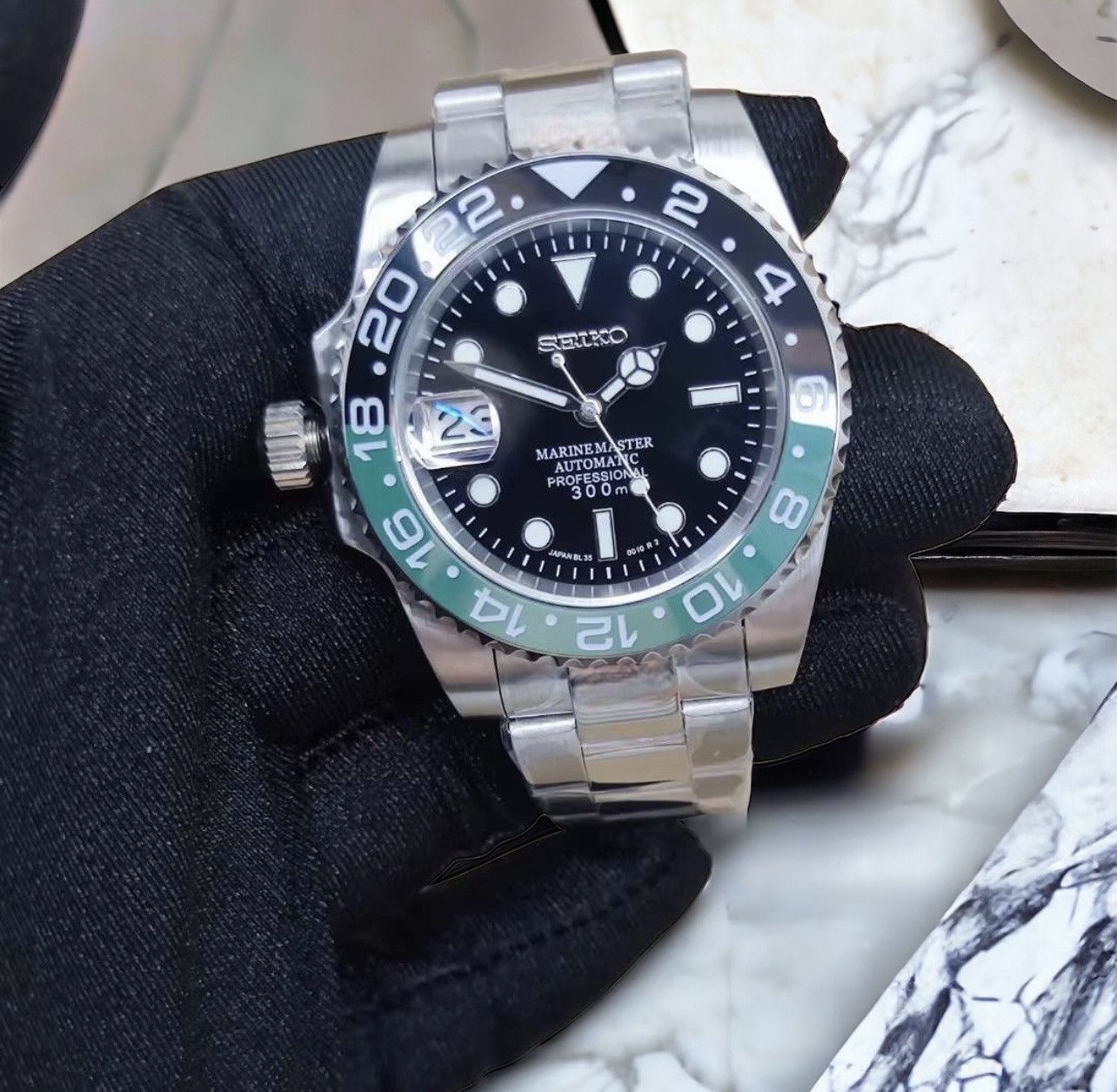 Japanese Brand × Seiko Seiko GMT-Master 2 Sprite Green Steel Automatic ...