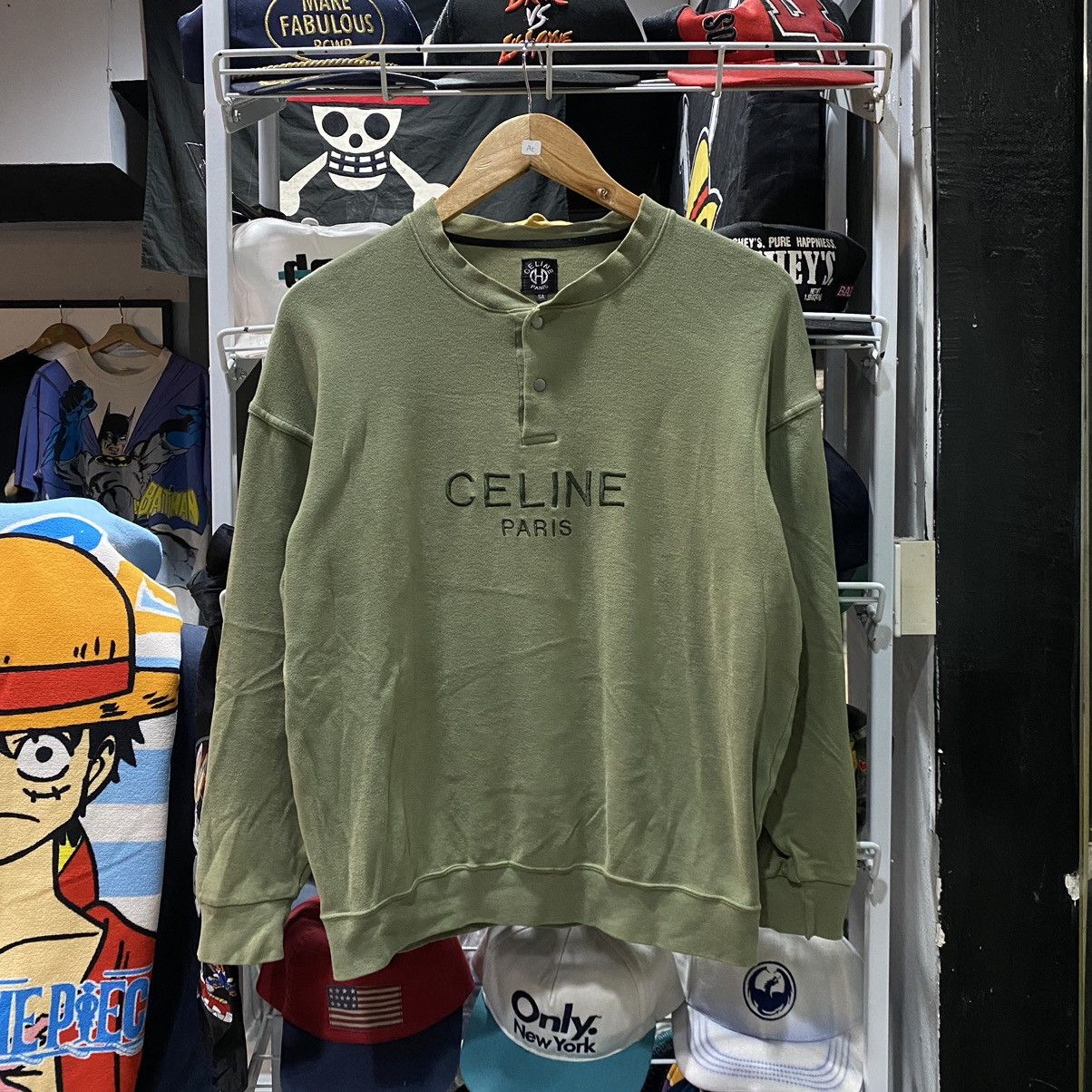 Vintage Vintage Celine Paris Spell Out Embroidery Half Button Sweats ...