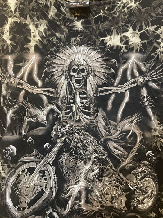 Vintage SURVIVORS Native American Grim Reaper MOTORCYCLE T SHIRT | Grailed