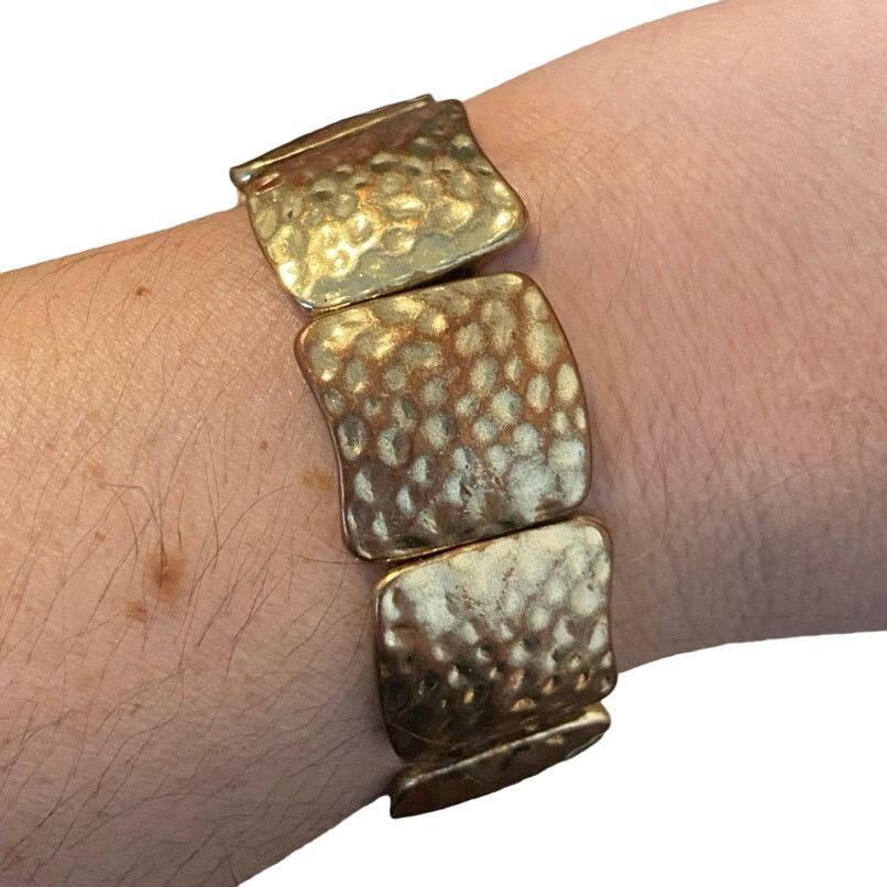 Vintage Vintage Hammered Square cuff bracelet gold tone | Grailed