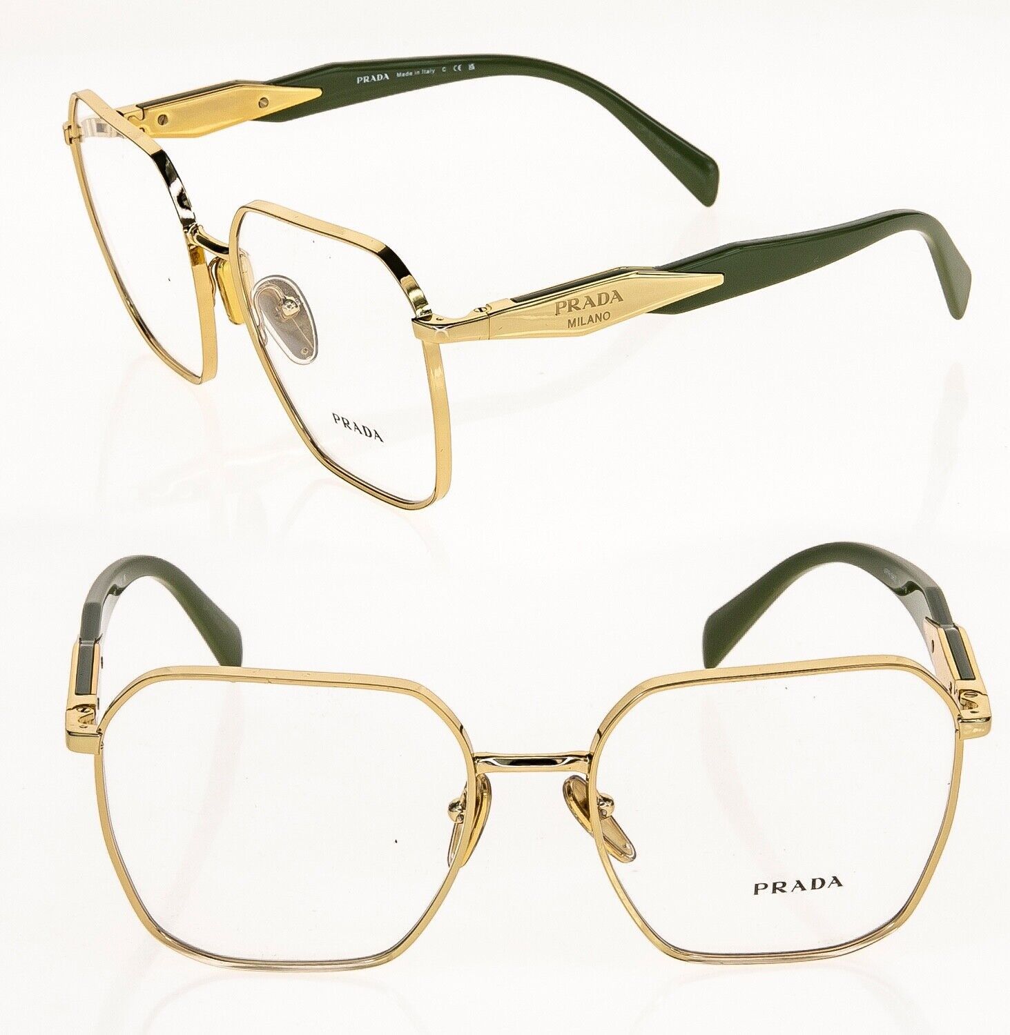 Prada PRADA PR56ZV Green Logo Square Eyeglasses Optical Frame 56Z | Grailed