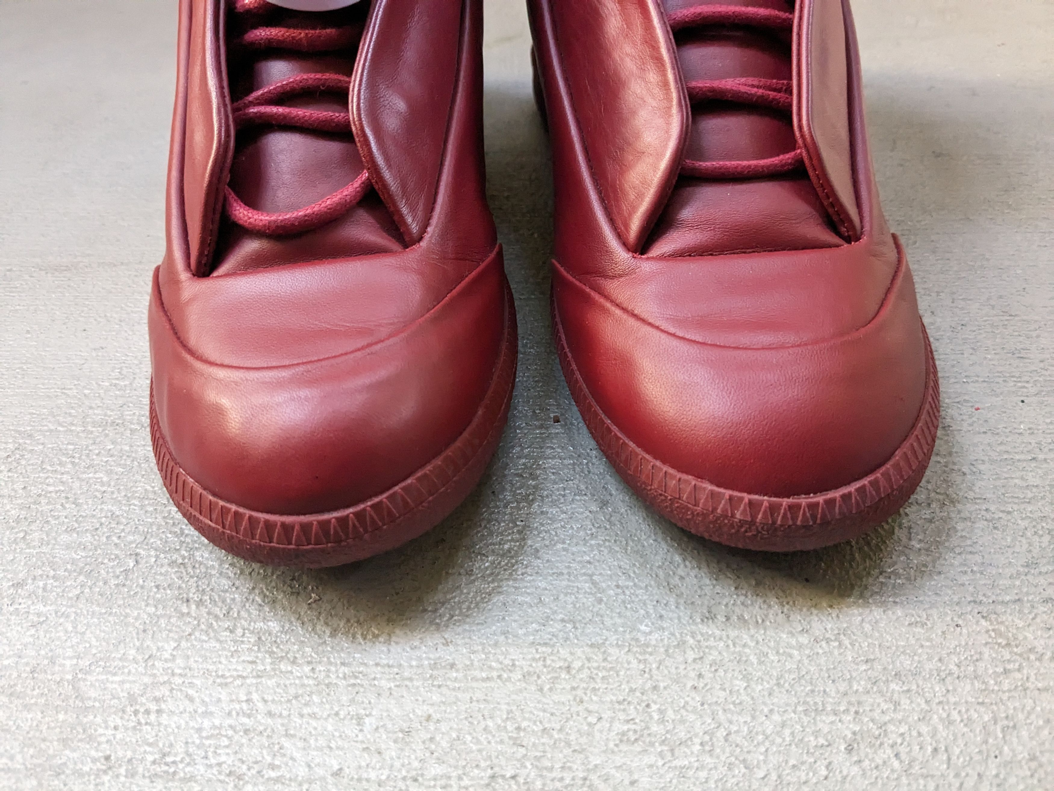 Maison Margiela Maison Margiela Future 9 Red Leather High Tops | Grailed