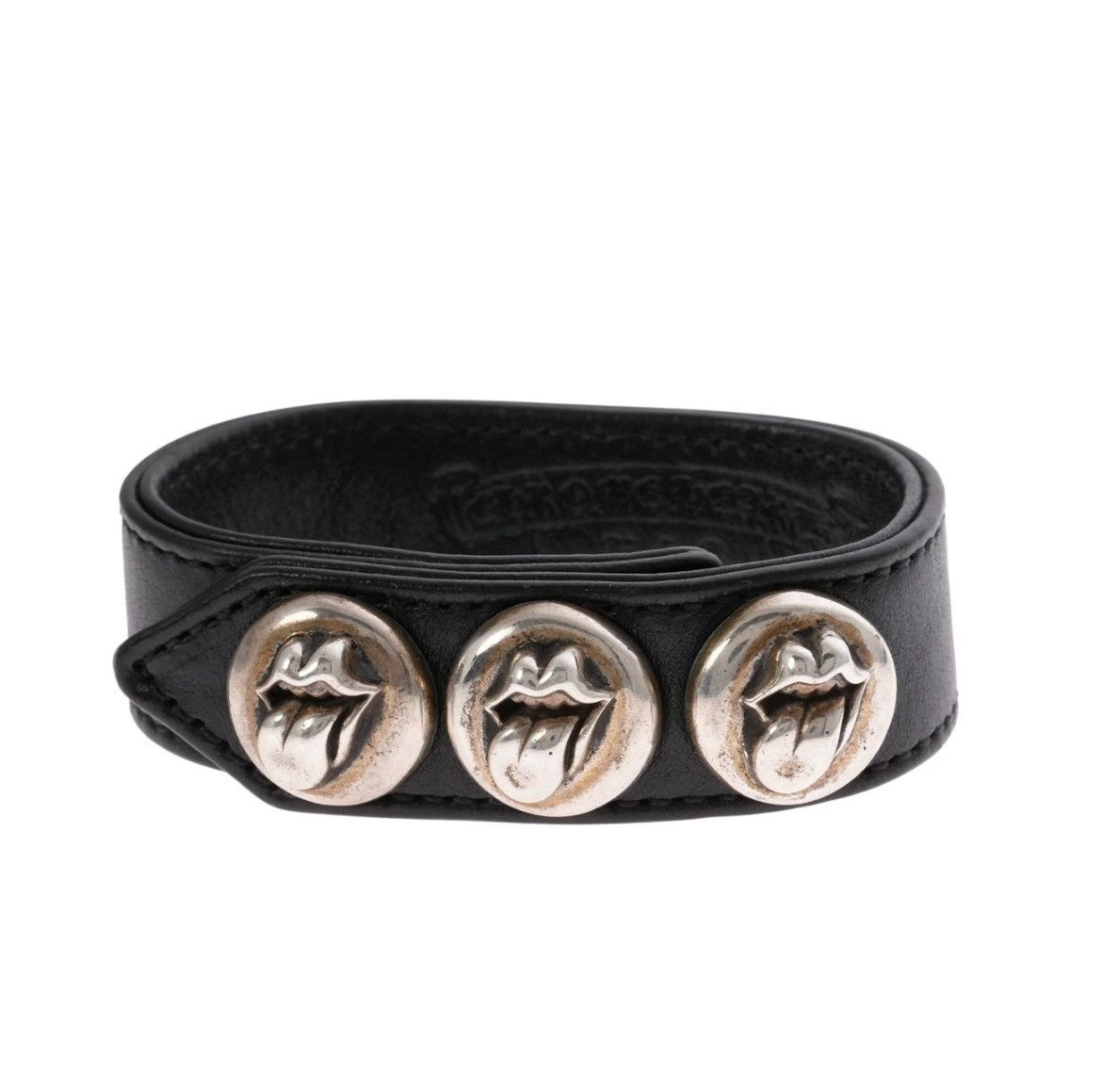 Chrome Hearts Chrome Hearts Rolling Stones lip tongue leather bracelet ...
