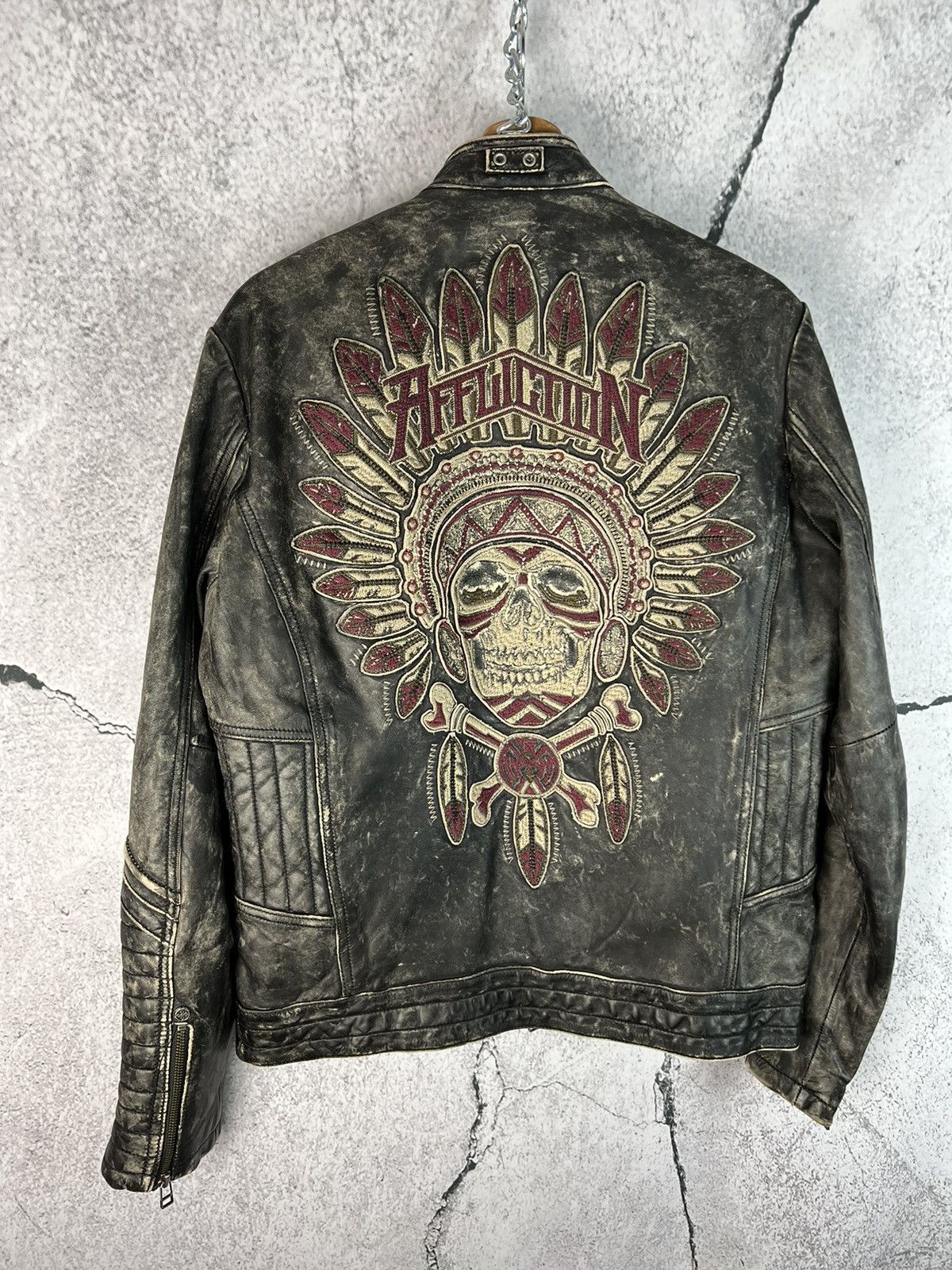 Affliction × Leather Jacket AFFLICTION Like Chrome Hearts LEATHER ...