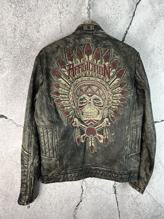 Affliction AFFLICTION Like Chrome Hearts LEATHER JACKET LIMITED EDITION ...