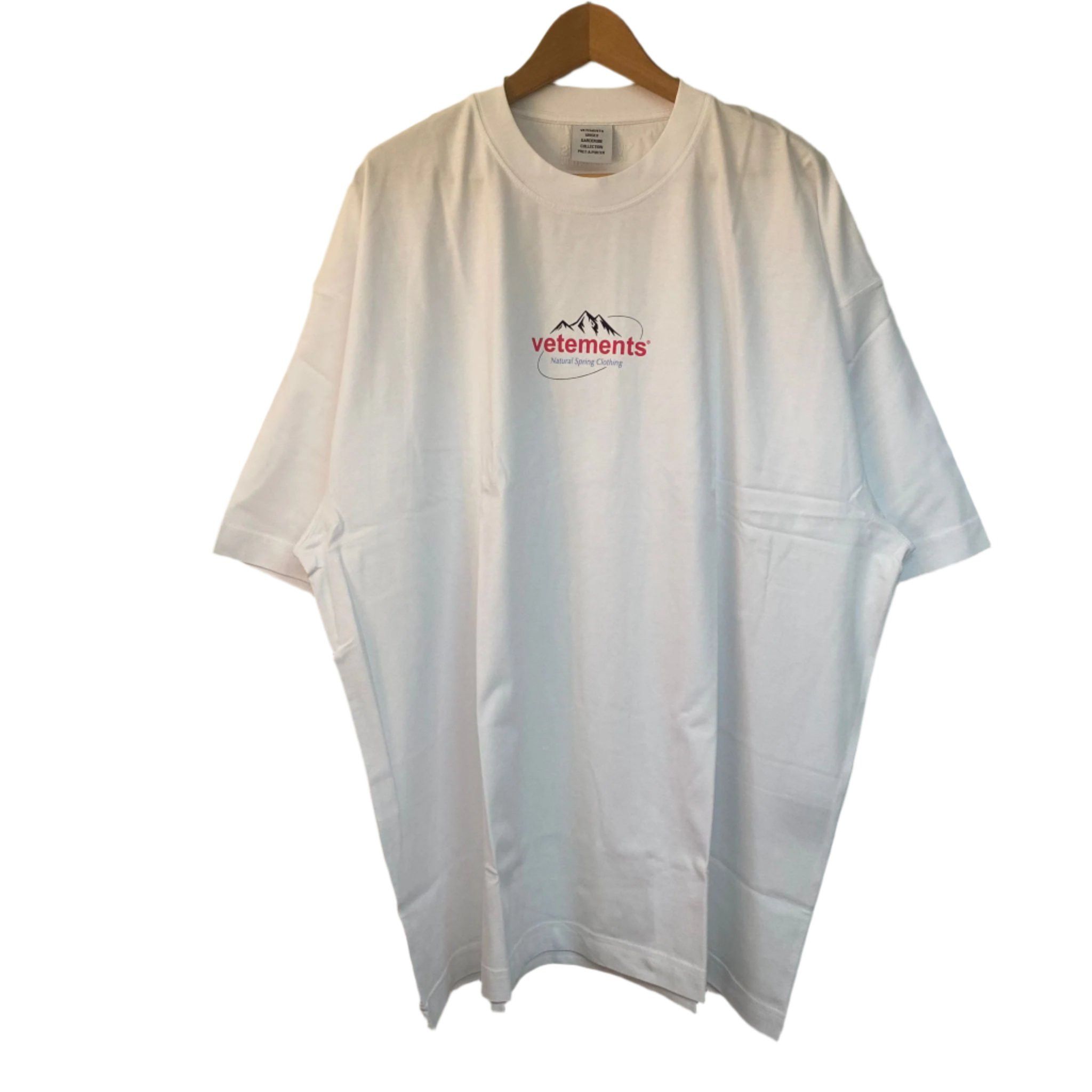 Vetements White Spring Water Logo Oversized T-Shirt | Grailed