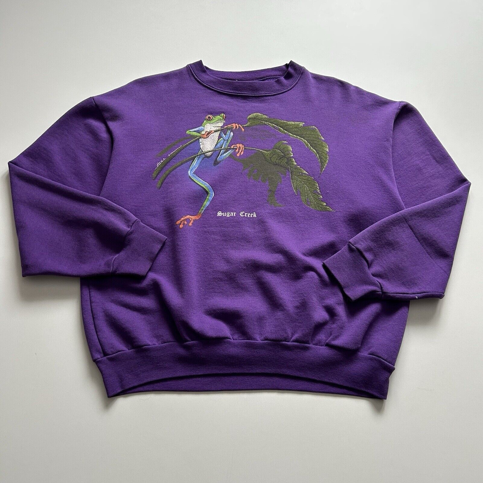 Vintage Vintage 90s Rainforest Frog Animal Art Crewneck Small Purple ...