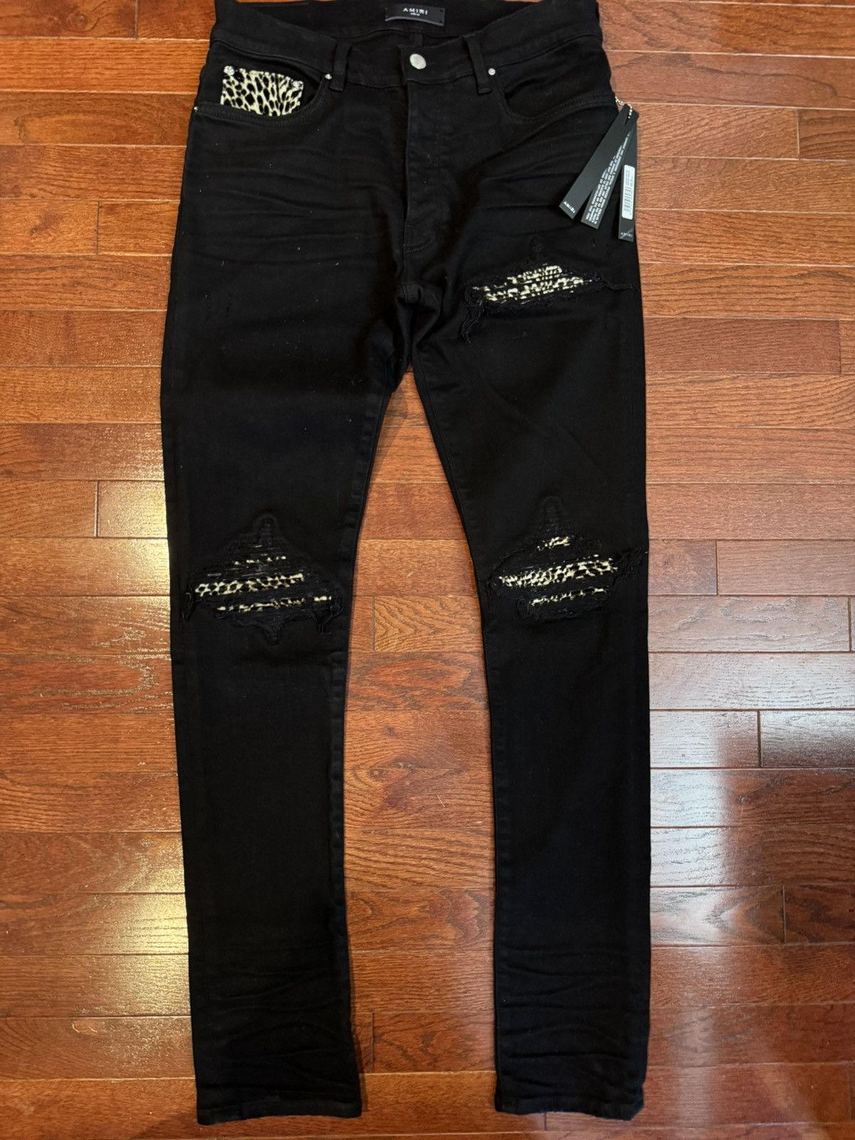 Amiri Amiri Black Leopard Patch MX1 Jeans Size 32 | Grailed